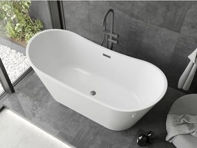 Mexen Montana, volně stojící vana 150 x 75 cm, bílá, grafitový přepad, 52011507500-66