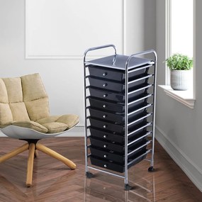 Costway Pojízdný vozík koupelnový vozík s 10 zásuvkami 33 x 37 x 86