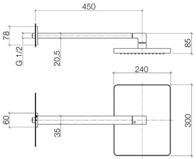 Dornbracht LULU - Hlavová sprcha 300x240 mm, s připojením 450 mm, chrom 28786710-00