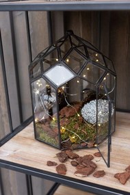 Černý kovový domácí skleník Terrarium - 25*25*38 cm
