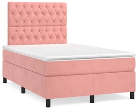 Box spring postel s matrací růžová 120x190 cm samet 3270018