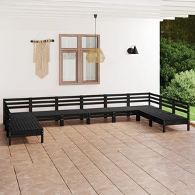 vidaXL 10dílná zahradní sedací souprava masivní borovice [3083428] Barva: Černá