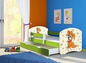 Dětská postel - Pejsek 2 140x70 cm + šuplík zelená