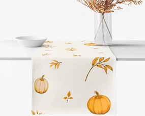 Goldea běhoun na stůl 100% bavlněné plátno - podzimní dýně a lístky 20x140 cm