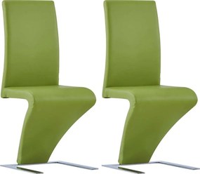 vidaXL Jídelní židle s cik-cak designem 2 ks umělá kůže [281897] Barva: Zelená