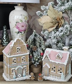 Hnědá svítící perníková chaloupka Gingerbread House - 13*10*16 cm / 3*AAA