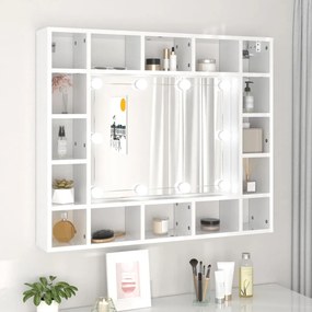 Zrcadlová skříňka s LED bílá s vysokým leskem 91 x 15 x 76,5 cm - Default Title