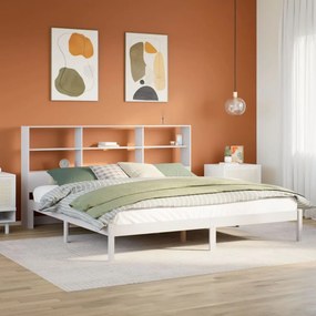 Postel s knihovnou bez matrace bílá 180x200 cm masivní borovice 3321594