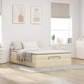 Osmanský rám postele s matrací krémově 140x190cm textil 3311111