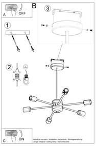 Závěsné svítidlo Lango 6, černé tělo svítidla