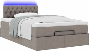 Osmanská postel s matrací &amp; LED taupe 120x190cm látka 3312378