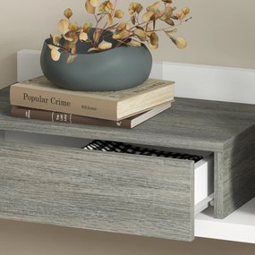 HOMCOM Sada nábytku do vstupní haly s zrcadlem a zásuvkou, moderní styl 75x3,5x75 cm a 75x30,5x20 cm, bílá a šedá