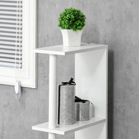 Kleankin Koupelnová Sloupová Skříňka s Dvířky a Otevřenými Policemi - Moderní Koupelnová Skříňka 15,2x29,8x118 cm Bílá