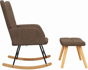 Houpací křeslo se stoličkou hnědé textil 328021
