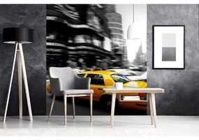 DIMEX | Vliesová fototapeta na zeď Žluté taxi MS-3-0007 | 225 x 250 cm | černobílá, žlutá
