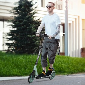 HOMCOM Skládací koloběžka pro dospělé a děti 14+ Lehká koloběžka s nastavitelným řídítkem Velká Ø200 mm kola Tlumič a brzda Hliník Zatížení 100 kg 91…