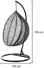 BPS-koupelny Závěsné houpací křeslo GARDEN KORFU HYD-4360, černé