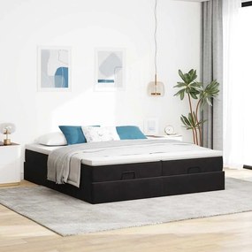 Osmanský rám postele s matrací černý 200x200cm samet 3311269