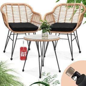 Umělý ratan Zahradní nábytkový set Bali 3dílný přírodní/černá