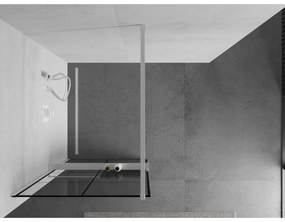 Mexen Kioto+, sprchová zástěna Walk-In s poličkou a věšákem 70 x 200 cm, 8mm čiré sklo černý vzor, ​​bílý profil, 800-070-121-20-77