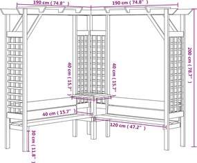 vidaXL Rohová pergola s lavicí impregnovaná borovice [44950]