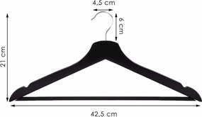 Dřevěná ramínka 42,5 cm, černá, sada 20ks SPRINGOS HG0058
