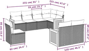 8dílná zahradní sedací souprava s poduškami černá polyratan 3227840