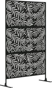 Outsunny Zábrana do pokoje 3-panelová 122 x 198 cm Ochranný panel s podstavcem s vzorem vrbového listu pro oddělení místností do zahrady, na terasu, o