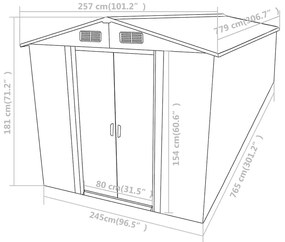 vidaXL Marketos Zahradní domek šedý 257 x 779 x 181 cm pozinkovaná ocel
