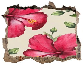 Wallmuralia Nálepka 3D díra na zeď Růžový hibiskus 95x64 cm