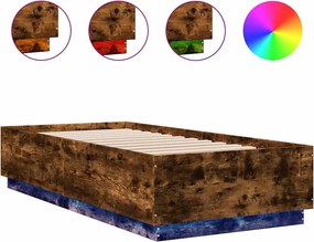 Rám postele s LED osvětlením kouřový dub 100 x 200 cm kompozit 3209629
