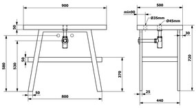 Sapho TWIGA umyvadlový stolek 90x72x50 cm, černá mat/dub Rover - VC442-90-4