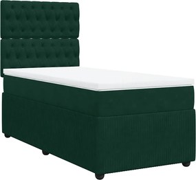Box spring postel s matrací tmavě zelená 90x190 cm samet 3294523