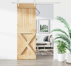 vidaXL Posuvné dveře s kováním 70 x 210 cm masivní borové dřevo [3203223]