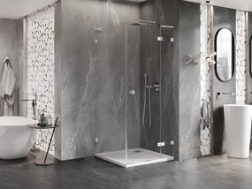 Mexen Lunar, L výklopný sprchový kout pravý 100 x 100 cm, 8mm čiré sklo, chromový profil, 834L-100-100-01-00-P