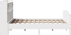 Postel s knihovnou bez matrace bílá 160x200 cm masivní borovice 3323138