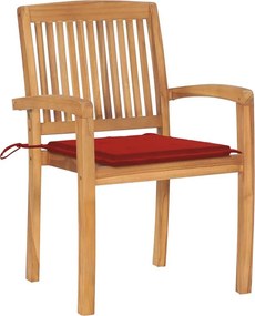 vidaXL Zahradní židle 2 ks podušky masivní teakové dřevo [3063264] Barva: Červená