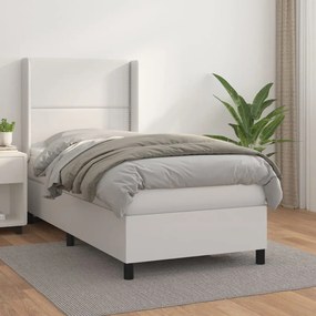 vidaXL Box spring postel s matrací 80 x 200 cm umělá kůže [3132410] Barva: Bílá
