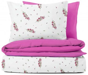 Ervi Bavlněné povlečení oboustranné - Růžový květ jara/fuchsia