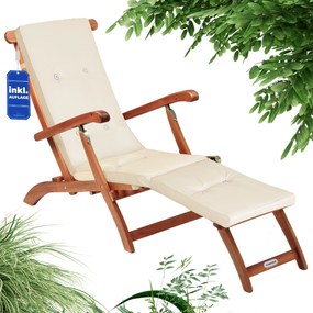 Zahradní lehátko Queen Mary® akácie certifikace FSC® včetně Podsedák krémová