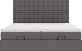 Osmanský rám postele s matrací šedá 200x200cm umělá kůže 3313662