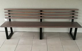 KULHÁNEK Designová zahradní lavice s opěradlem - dlouhá Délka: 300 cm, Odstín nátěru: lazura - pinia, Odstín podnože: černá - RAL 9005