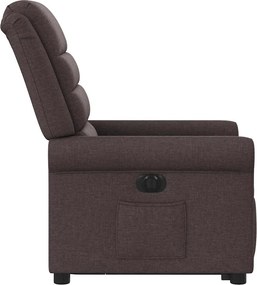 Elektrické zvedací polohovací křeslo tmavě hnědé textil 3303339