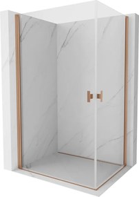 Mexen Mist-B Duo, 2-křídlý ​​výklopný sprchový kout 80 x 70 cm, čiré sklo, měděný matný profil, 8A2-080-070-65-00