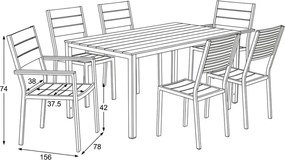 Zahradní sestava AZS-B1656 GREY, polywood, šedá (156 x 78) cm