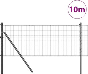 Euro plotové kotvení 10 x 0,4 m Ocel potažená PVC Šedá Síťovina 3350377