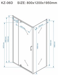 BPS-koupelny Obdélníkový sprchový kout HYD-OK06D 120x80 černá/transparent - bez vaničky