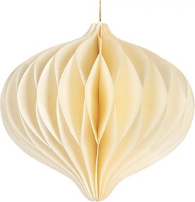 Papírová béžová skládací vánoční ozdoba baňka - Ø 11*10 cm