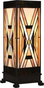 Béžovo-hnědá stolní tiffany lampa Laetitia I - 17*17*44 cm E27/ma* 1*40W