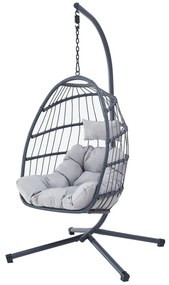 Autronic Závěsné křeslo, kov, polyratan, šedá, AZ-V1269 GREY